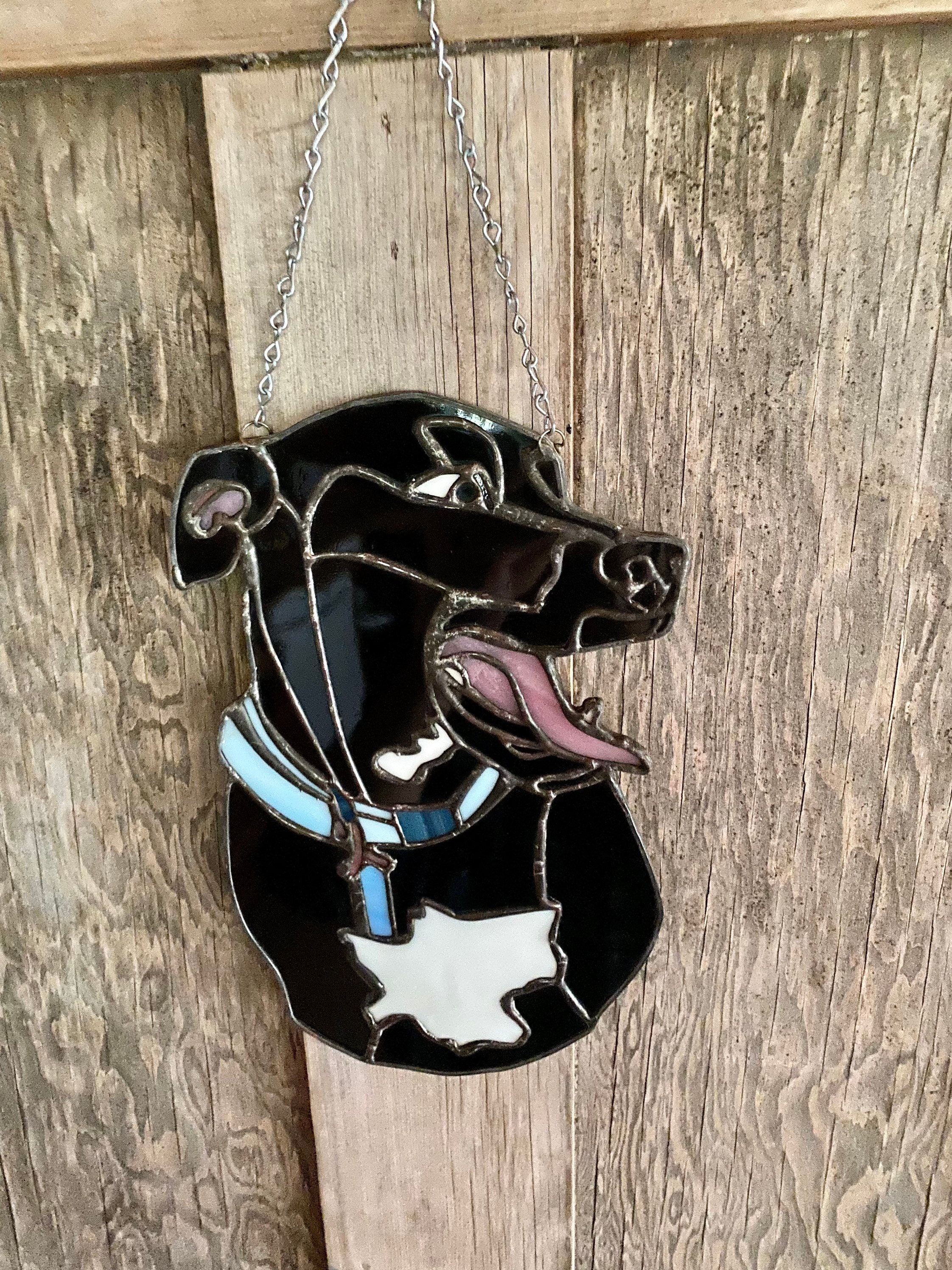 Stained Glass Black Lab happy. | Etsy