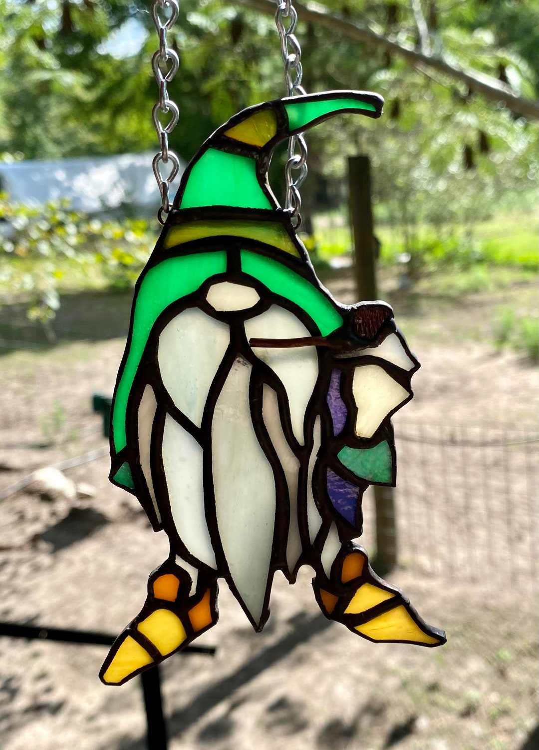 Stained Glass Gnome With Pipe - Etsy