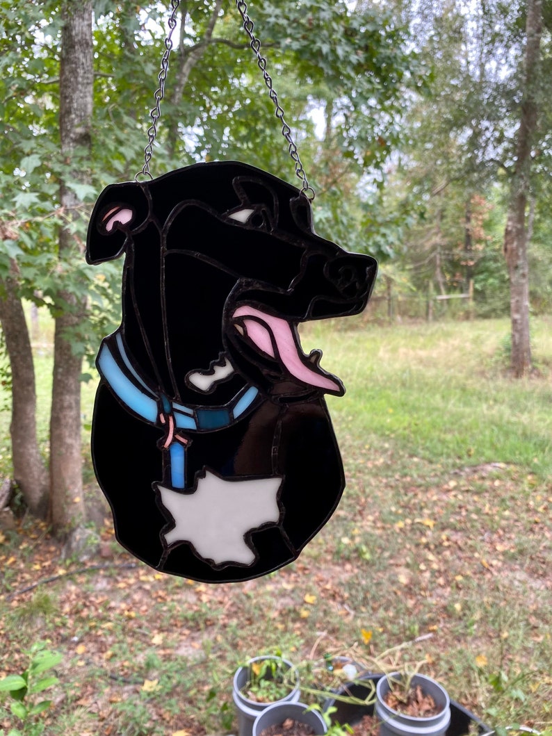 Stained Glass Black Lab happy. | Etsy