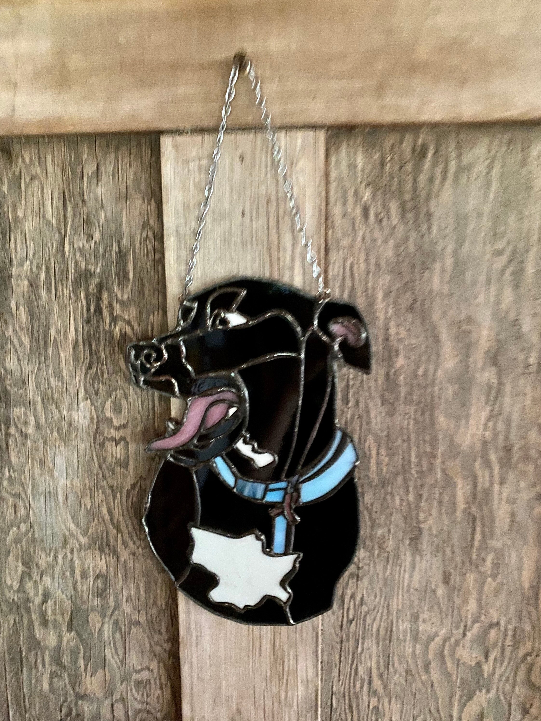 Stained Glass Black Lab happy. | Etsy