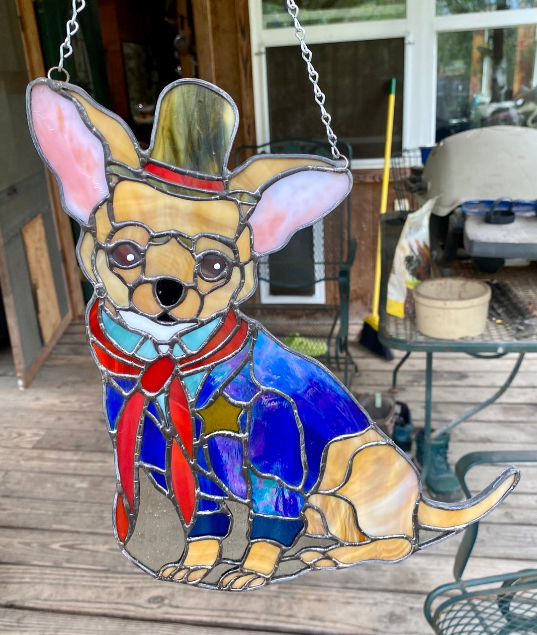 Stained Glass Chihuahua the Sheriff - Etsy
