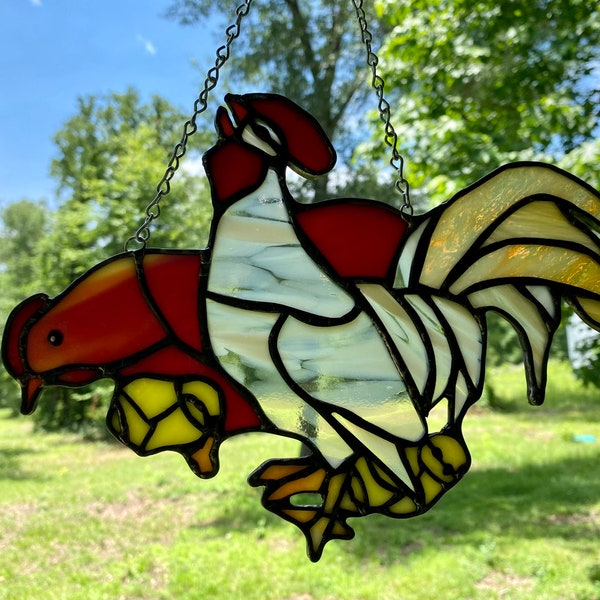 Stained Glass Chicken Wall Hanging - Etsy