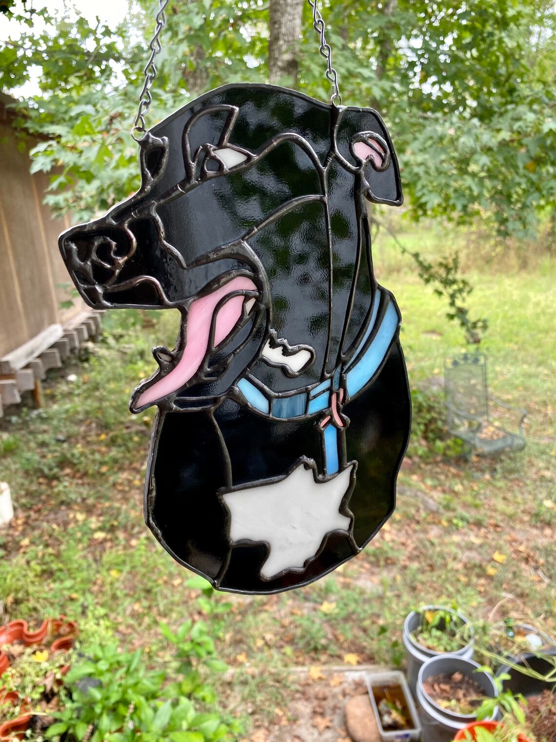 Stained Glass Black Lab happy. | Etsy