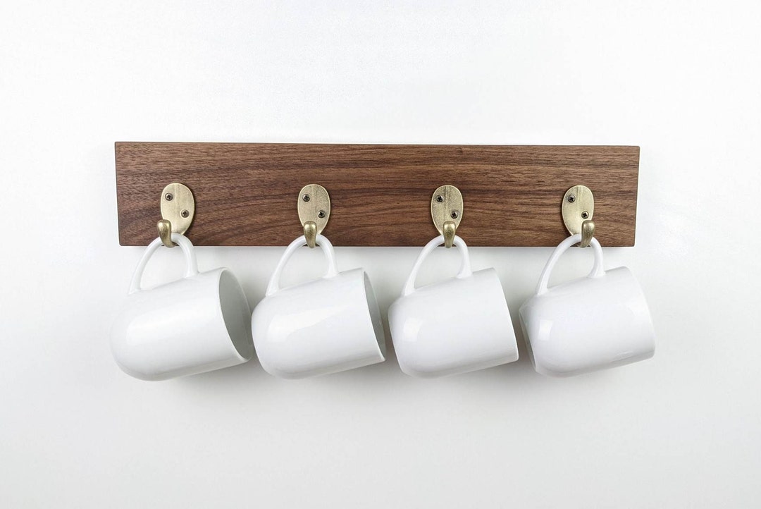Coffee Mug Rack | 4 Hook Wall Mounted Coffee Cup Hanger for Kitchen or ...