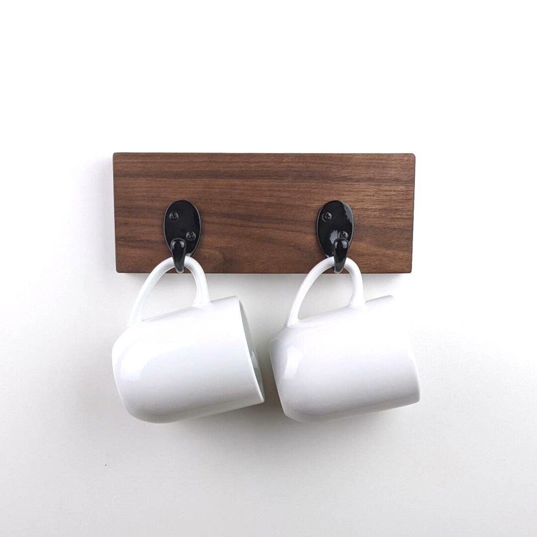 Coffee Mug Rack | 2 Hook Wall Mounted Coffee Cup Hanger for Kitchen or ...