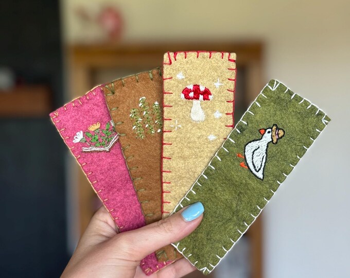 Hand Embroidered Bookmark - Etsy