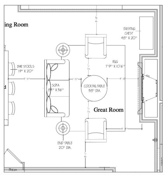 2D Floor Plan With Furniture Layout – Single Room Design - Black ...