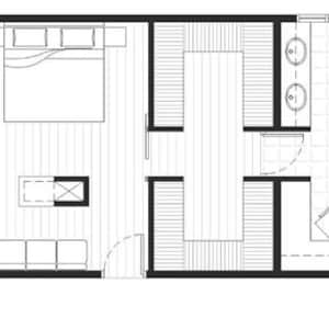2D Floor Plan With Furniture Layout – Single Room Design - Black ...
