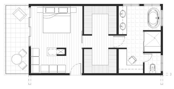 2D Floor Plan With Furniture Layout – Single Room Design - Black ...