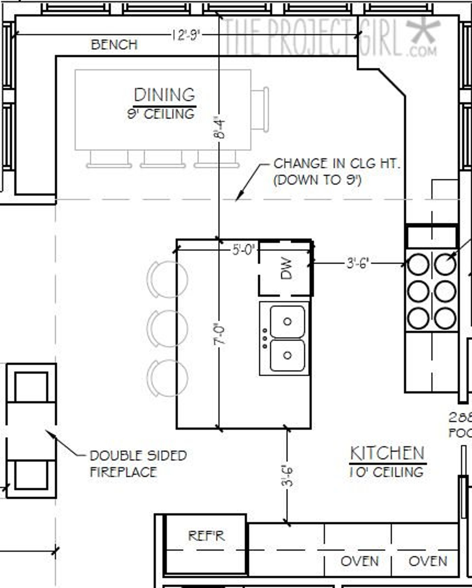2D Floor Plan With Furniture Layout – Single Room Design - Black ...