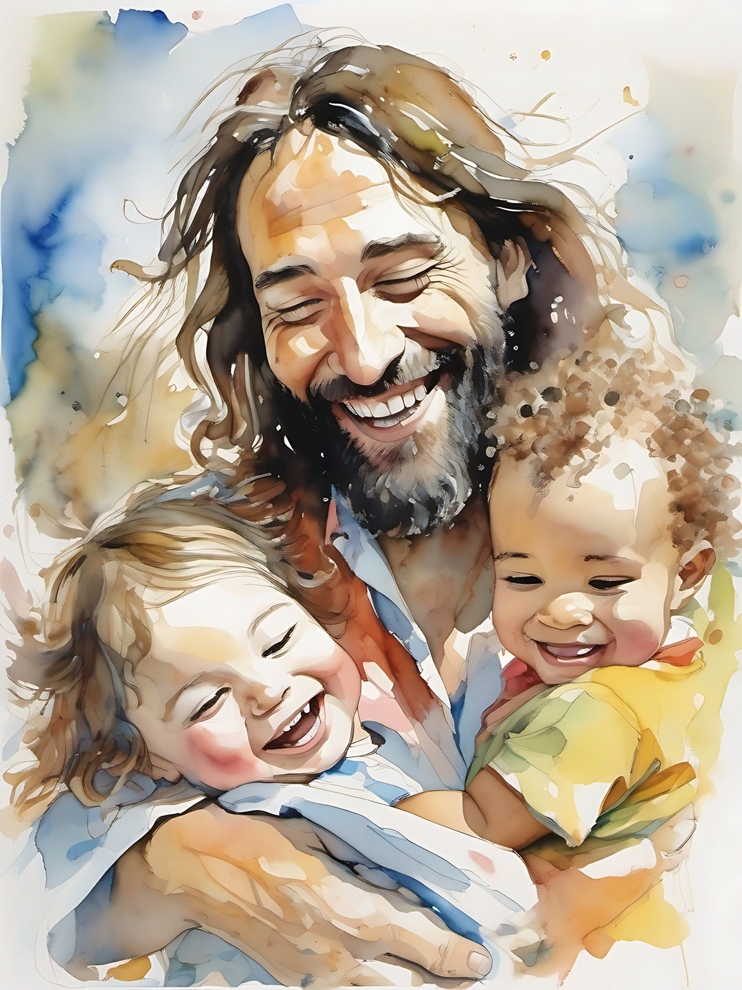 Jesus Laughing With the Children Print - Etsy