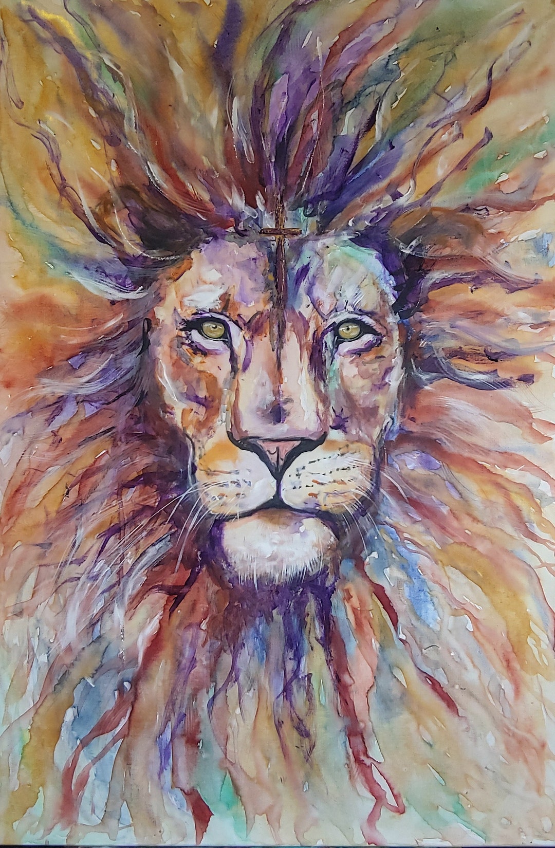 Abstract Lion Painting 36 X 24 Painting - Etsy