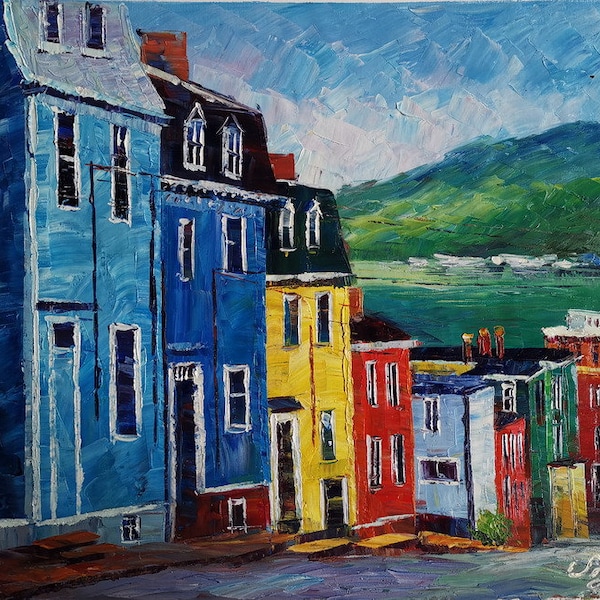 Colorful Houses Art - Etsy