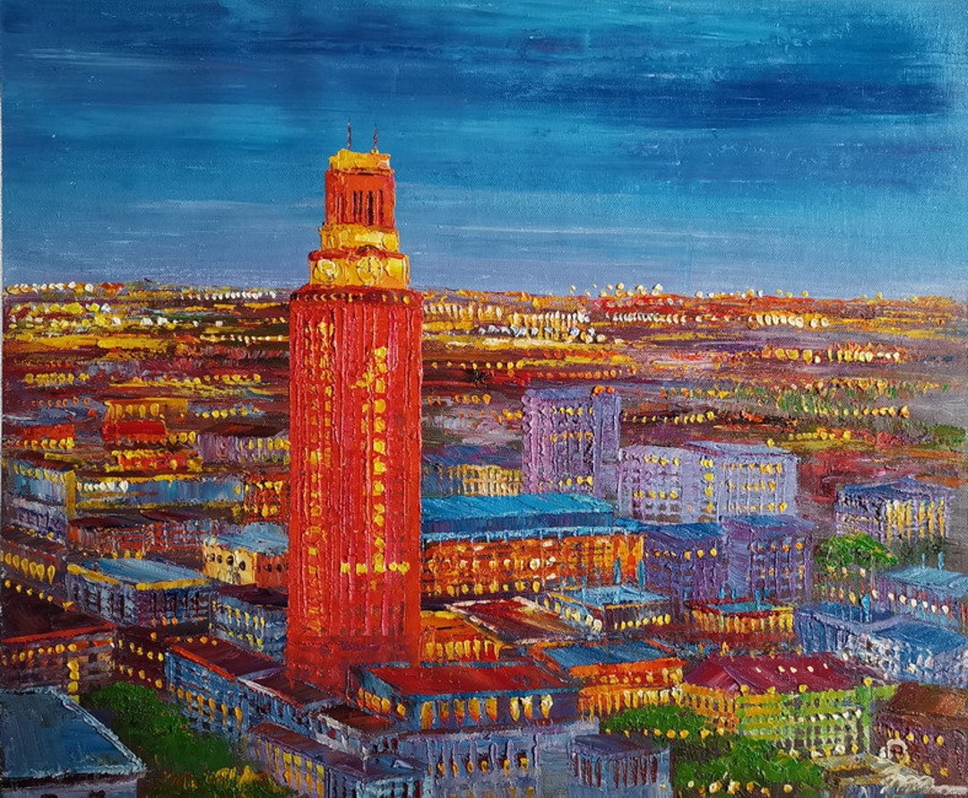 Red UT Tower at Sunset, From Campus, University, Austin Texas-koking ...