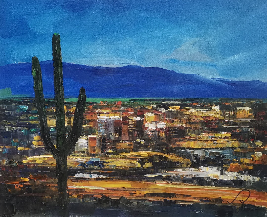 Tucson Skyline at Night, Arizona Saguaros-koking Fort-g375-home Decor ...
