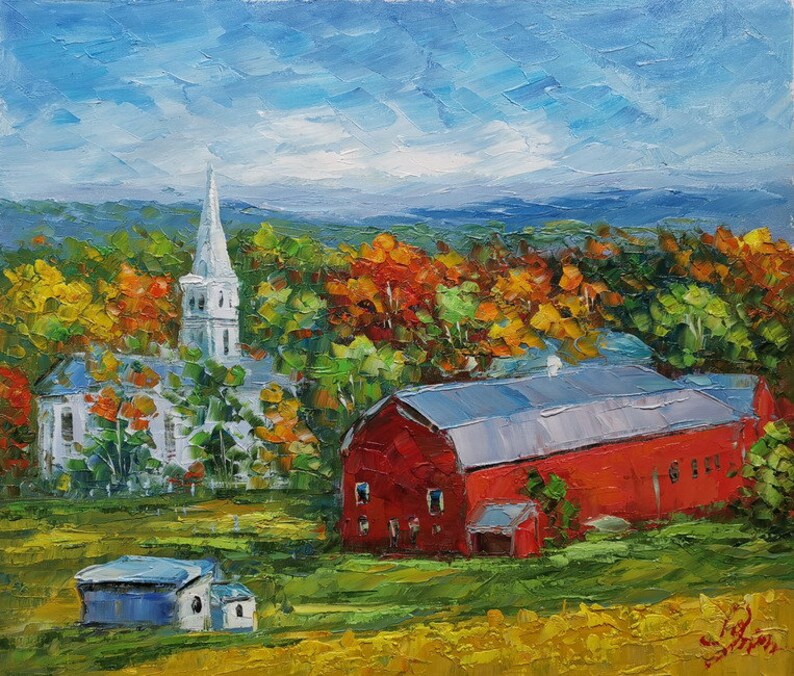 Barn and Church Sugar Maple Trees Peacham Vermont-koking - Etsy