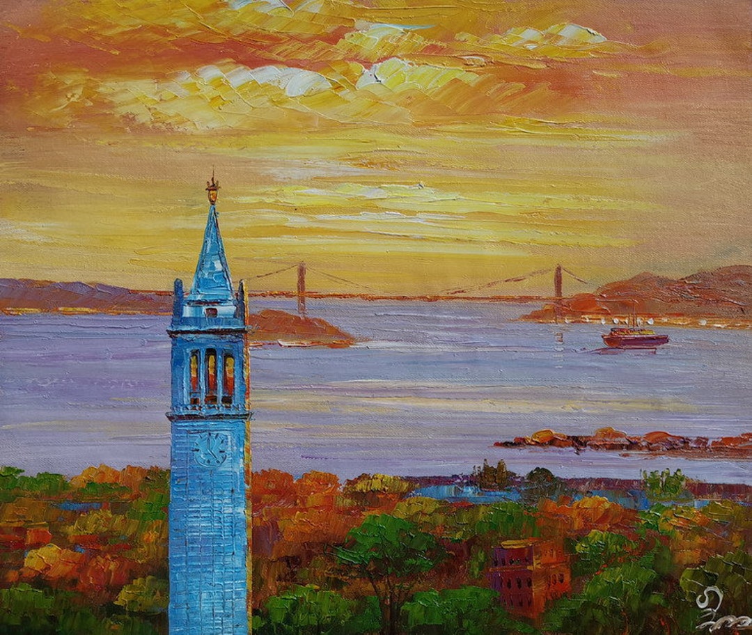 Golden View Bay Bridge & Sather Tower, From University of California ...