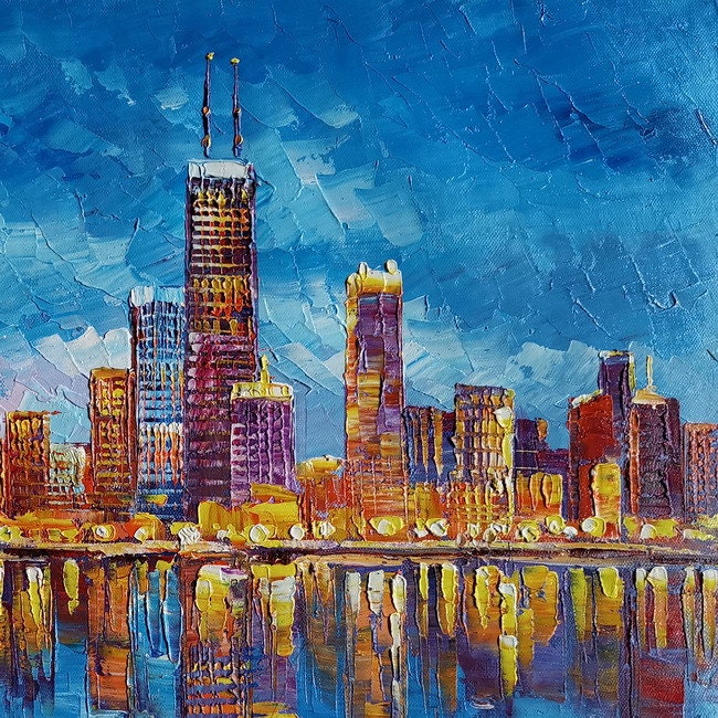 Chicago Skyscrapers in Blue-koking Fort-z532-home Decor Holiday Artwork ...