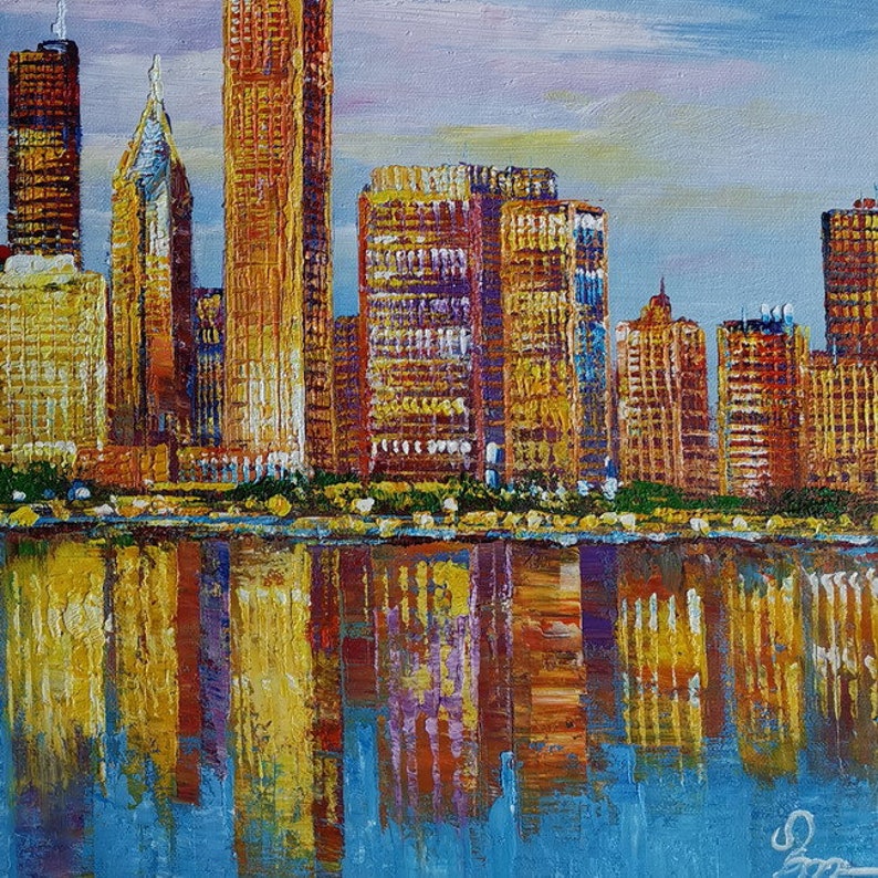 Chicago Skylines-koking Fort-z412-home Decor Holiday Artwork - Etsy