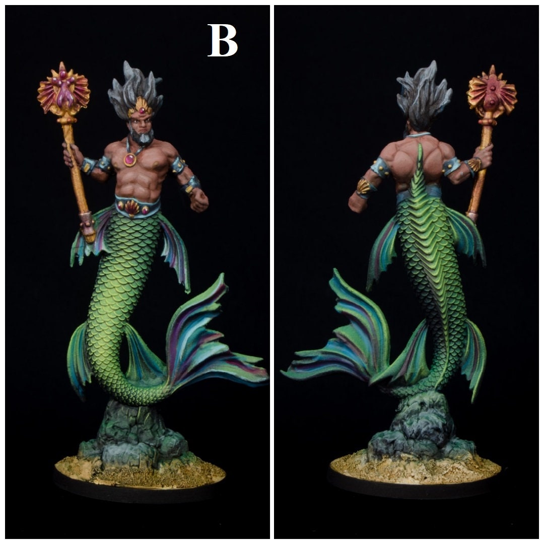 Painted Dnd Miniature Mermaid Merman Merfolk Dungeons - Etsy