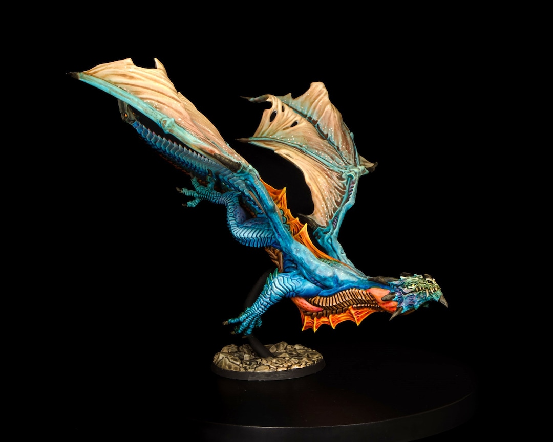 Painted Blue Dragon Miniature D&D, Dungeons and Dragons, Pathfinder ...