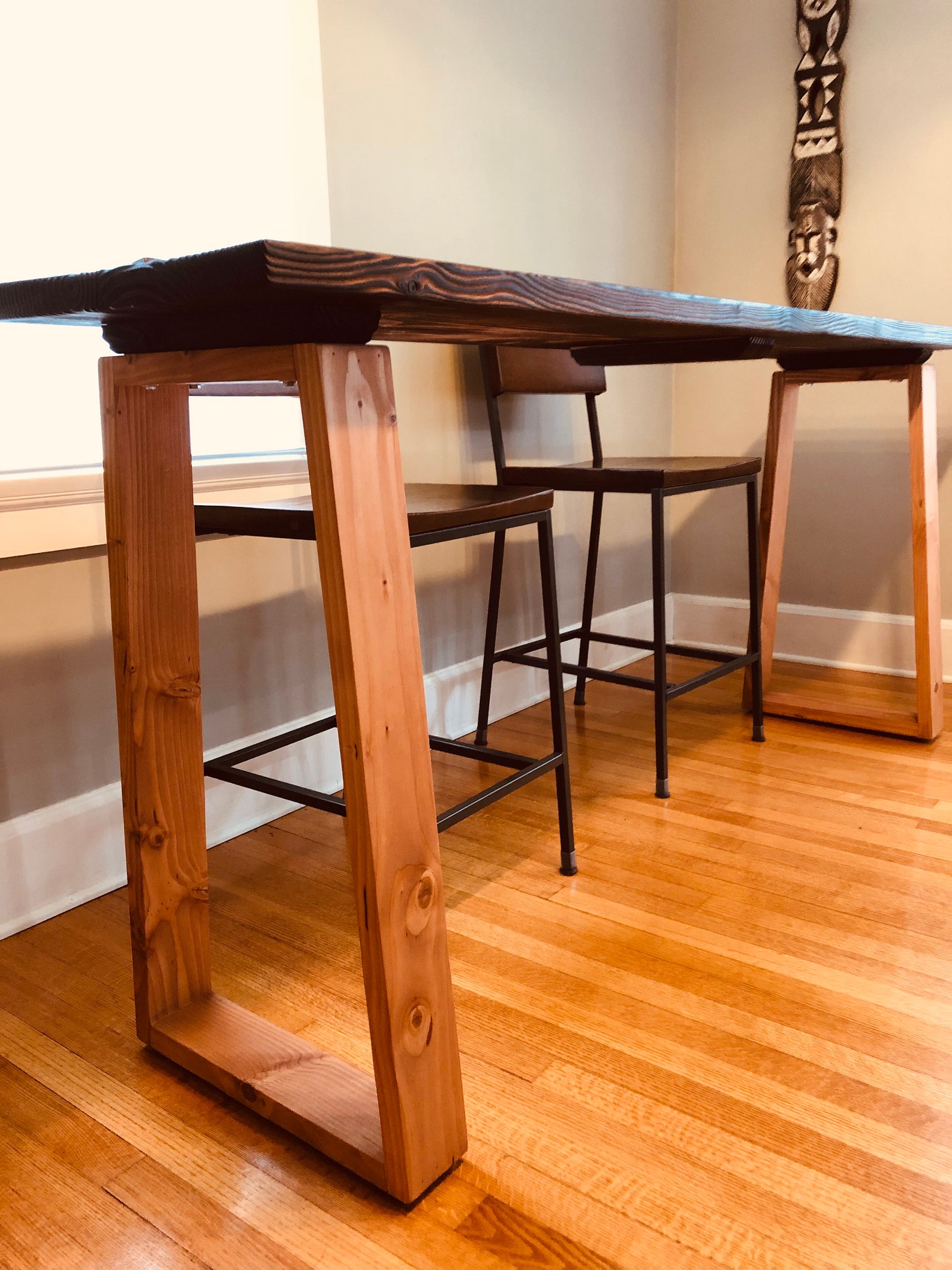 High Top Table With Charred Wood Floating Top - Etsy