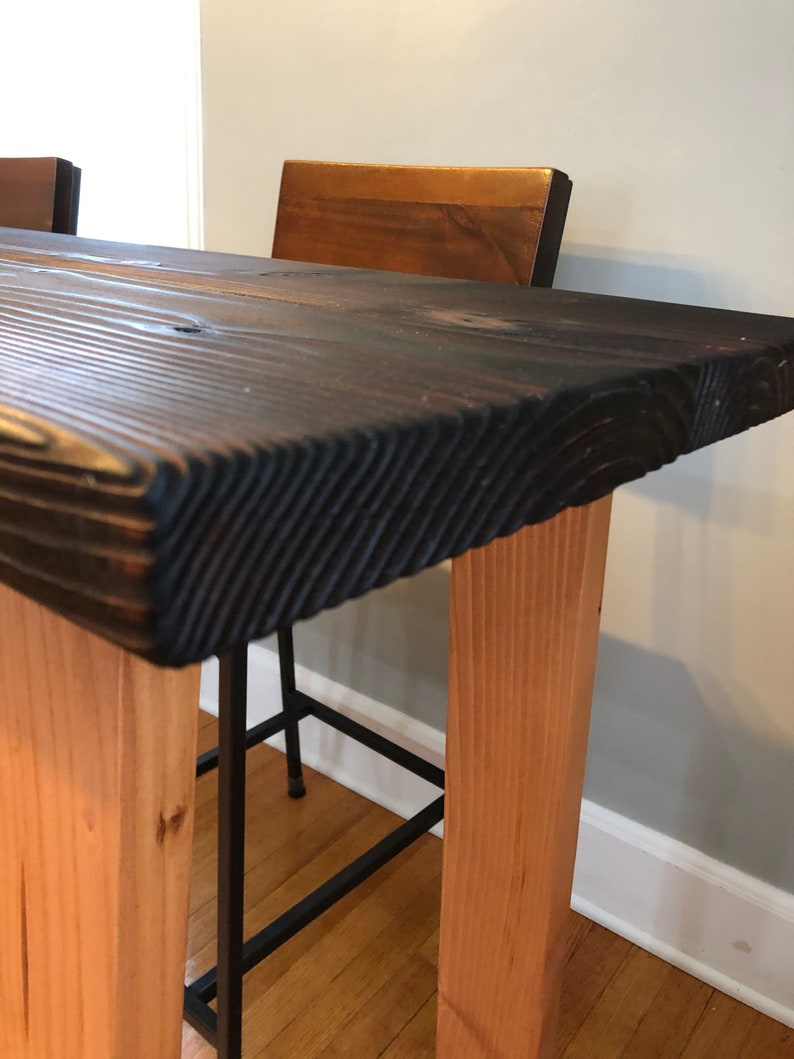 High Top Table With Charred Wood Floating Top and Cedar Legs | Etsy
