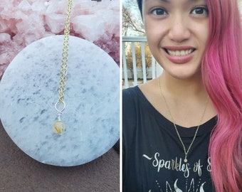 Rutilated Quartz Necklace Reiki Infused Raw Golden Angel - Etsy