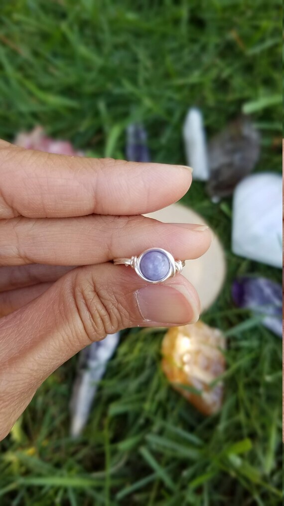 Angelite Ring Reiki Infused Healing Crystal Celestial | Etsy