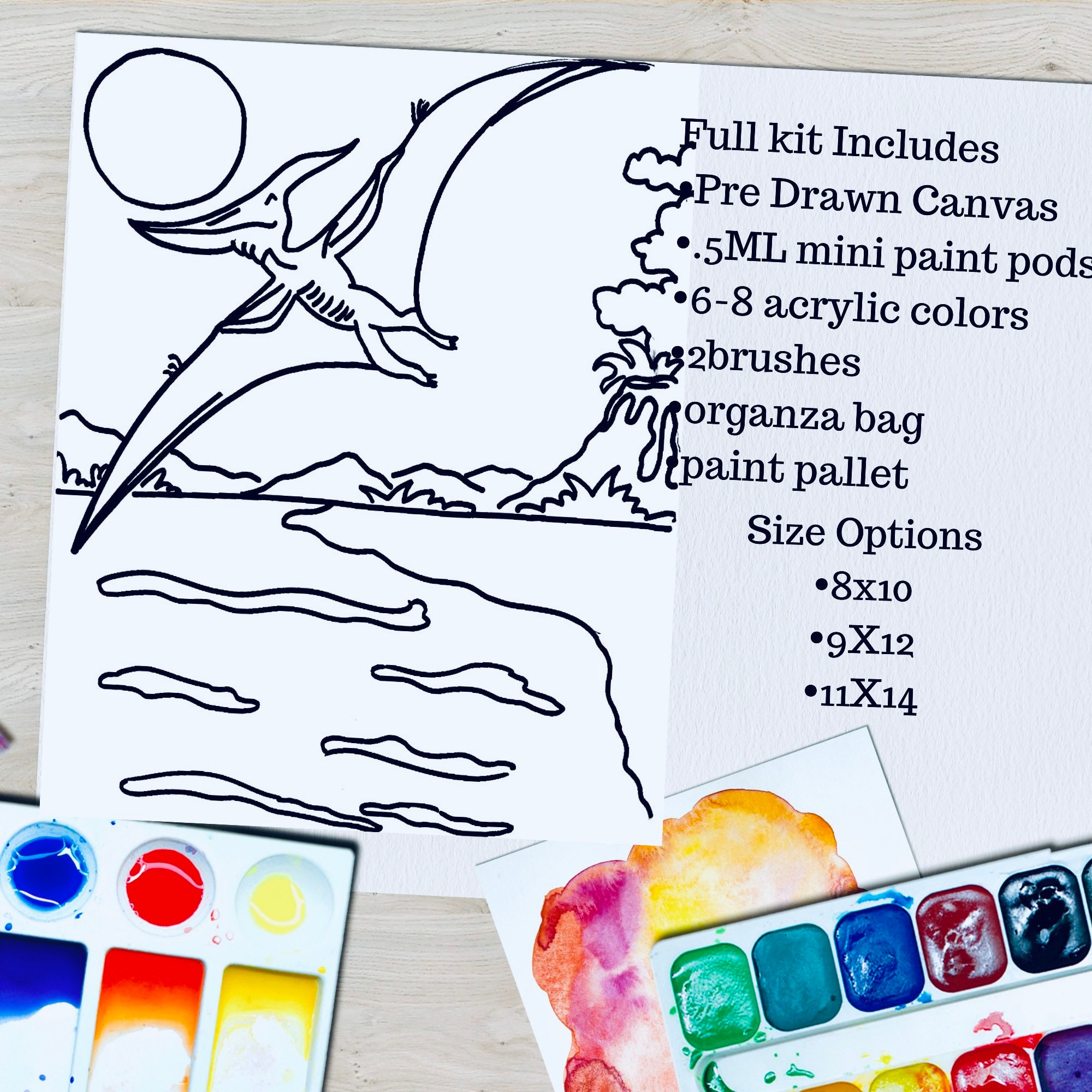 Pre Drawn Pteranodon Pteranodon Paint Kit Dinosaur Craft - Etsy