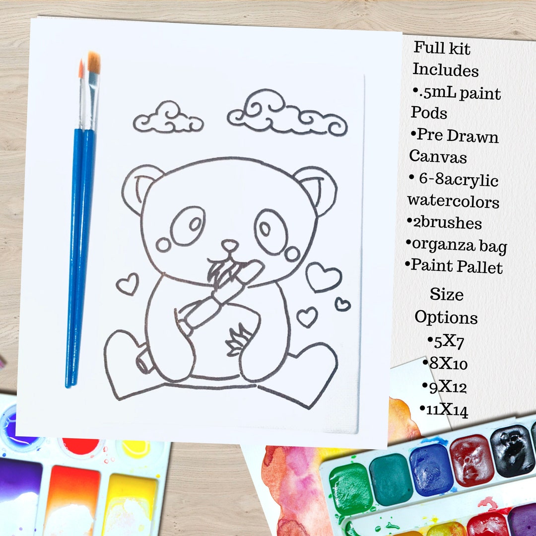 Panda Painting Kit Canvas, Panda Craft Kit, Panda Party Favors, Panda ...