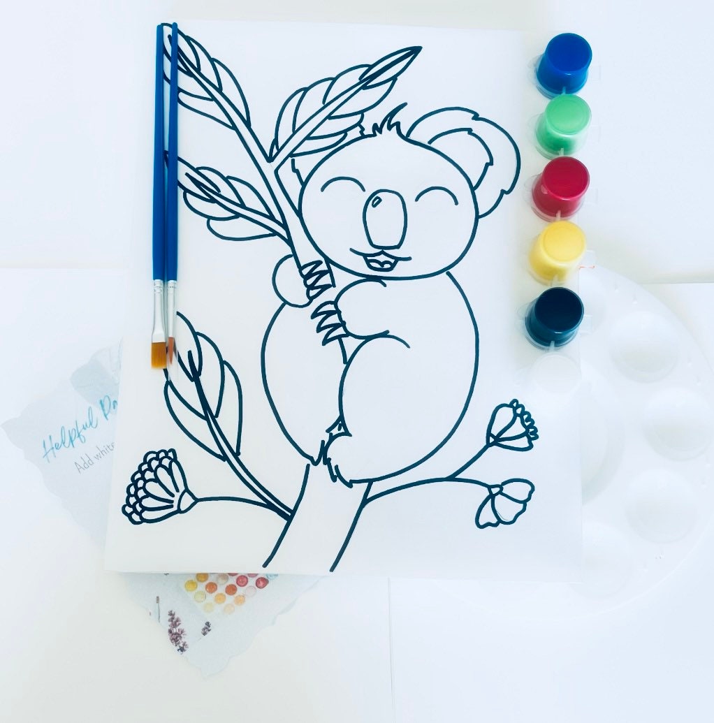 Koala Paint Kit, Koala Craft Kit, Koala Outline Sketch, Koala Party ...