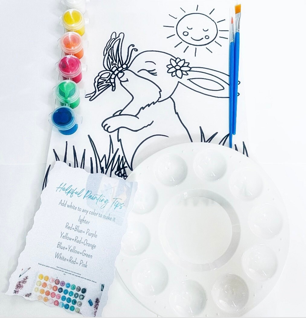 Ready to Paint 8X10 Pre Drawn Easter Bunny Canvas Painting Kit for Kids ...