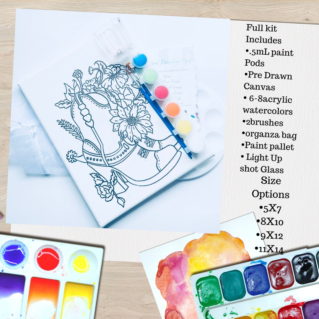 Cowgirl Boot Paint Kit: Bachelorette Party Canvas Art (8x10) - Etsy