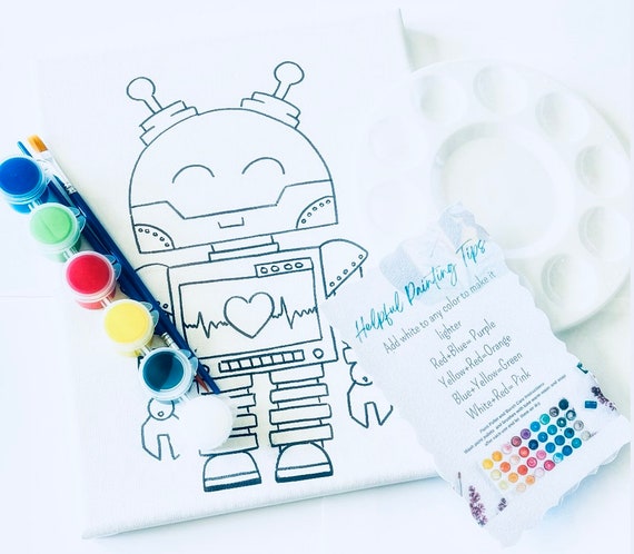 Ready to Paint Robot Kit Pre Drawn Robot Paint Kit Kids - Etsy