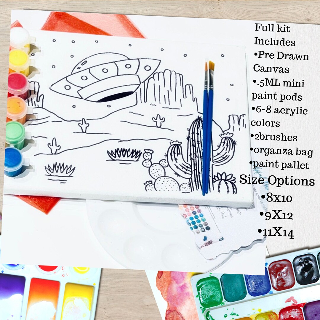 Ready to Paint Canvas, Outer-space Alien Paint Kit, Spaceship Paint Kit ...