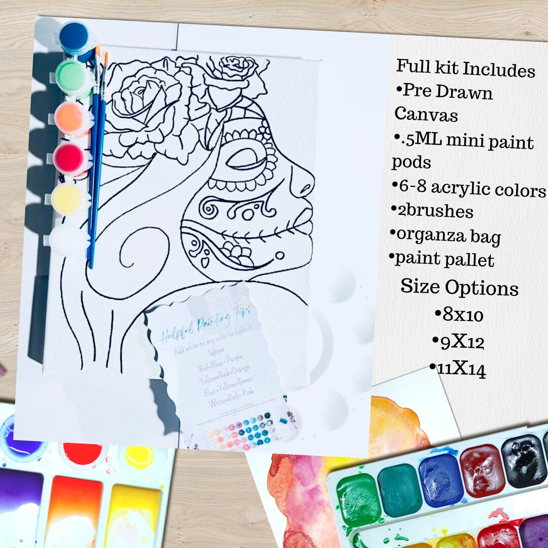 Dia De Los Muertos Canvas Kit, Dia De Lost Muertos Craft Kit, Painting ...