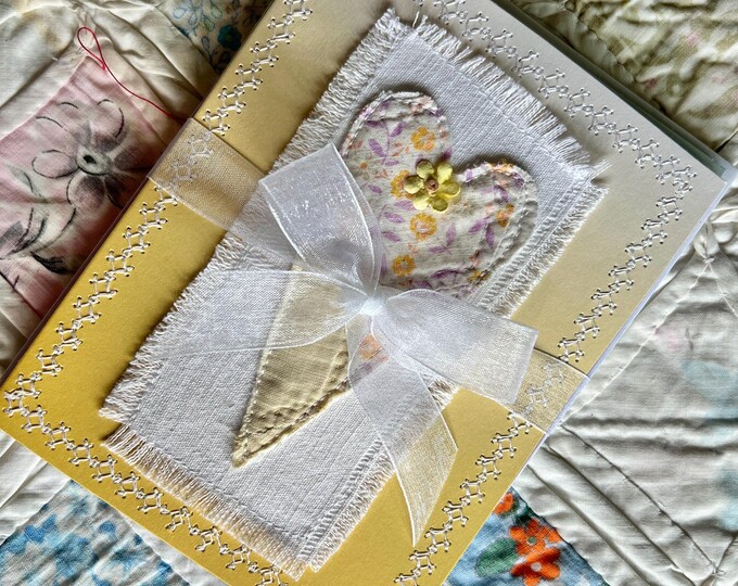 Set of 4 Handmade Cards With Die Cut Primitive Hearts From Vintage ...