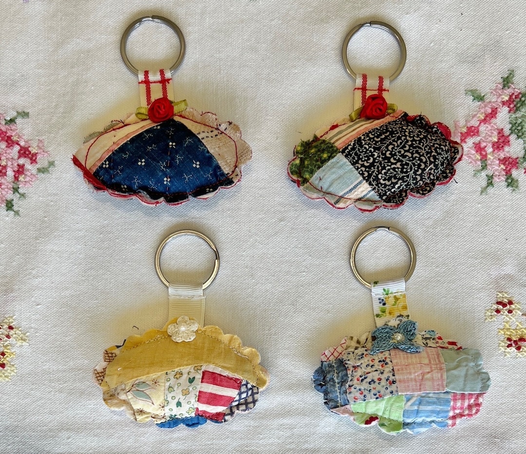 Scalloped Oval Quilted Key Rings, Repurposed Vintage and Antique Quilts ...