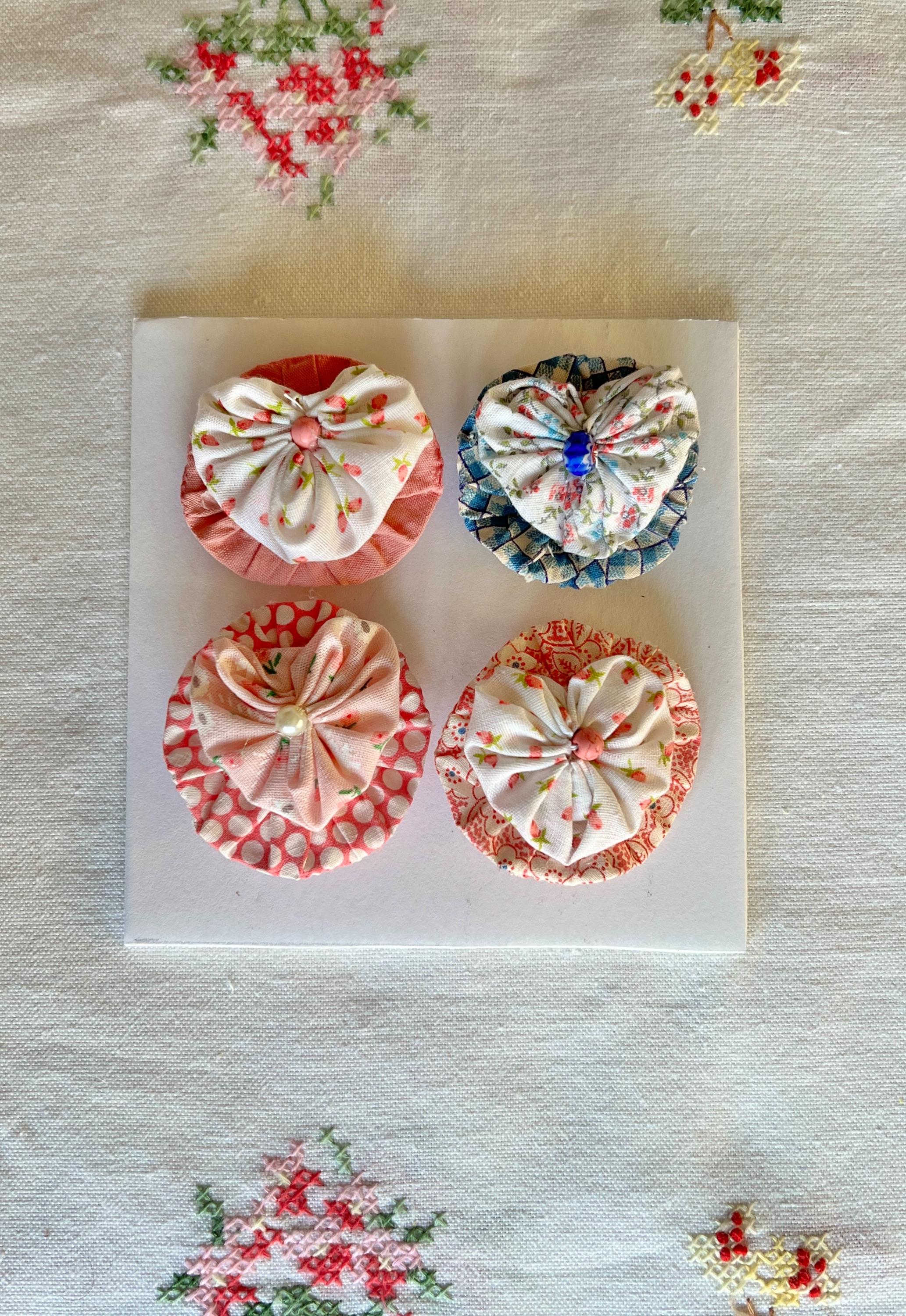Set of Four Vintage Heart Yo Yo Magnets, Repurposed Yo Yos ...