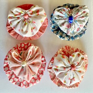 Set of Four Vintage Heart Yo Yo Magnets, Repurposed Yo Yos ...