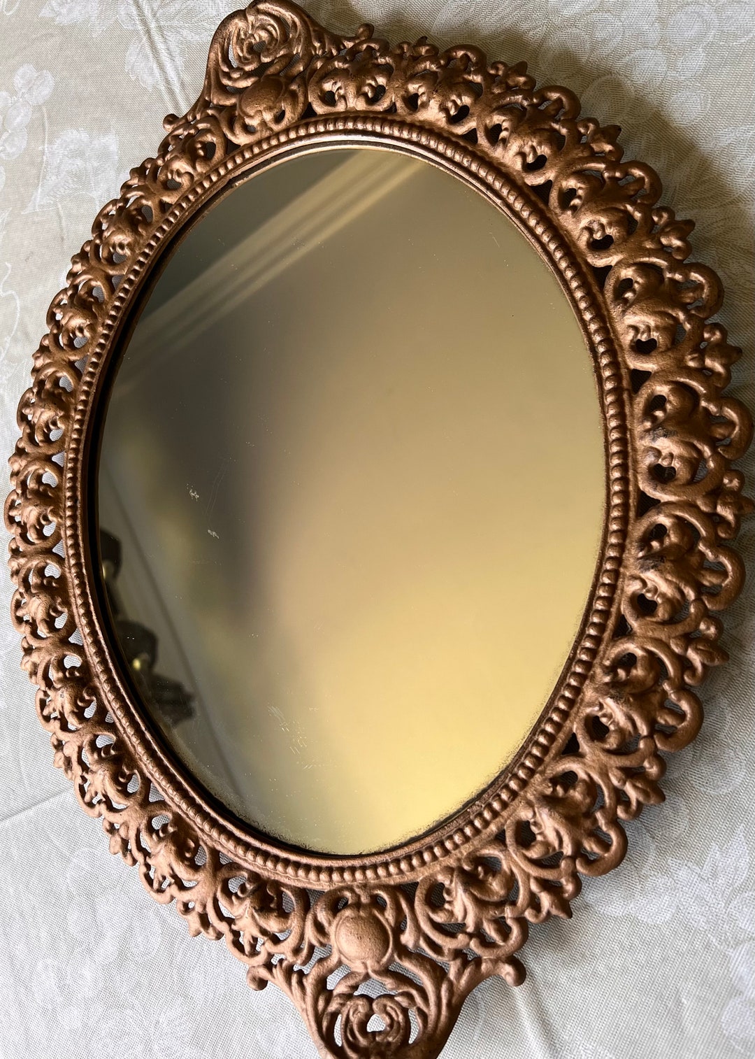 Vintage EMIG Cast Iron Oval Mirror, 18" X 13", Great Patina, Wall ...