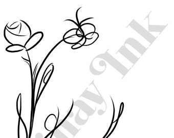 Scribble Flower Art - Etsy