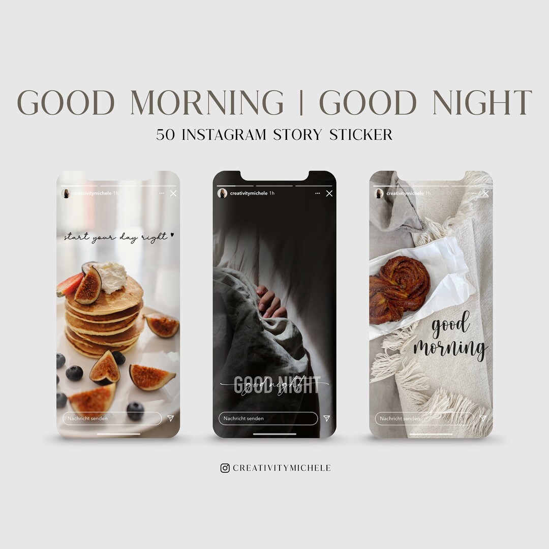 50 Instagram Story Sticker Good Morning Good Night PNG Digital ...