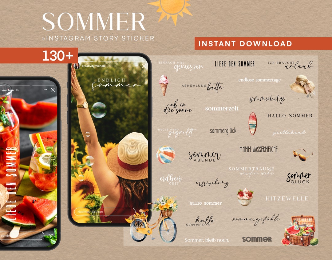 130 Instagram Story Sticker Summer PNG Digital Procreate - Etsy