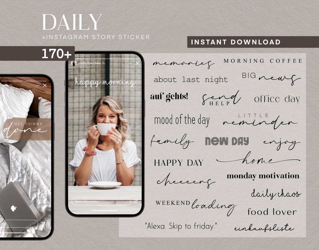 170 Instagram Story Stickers Daily Basic Mix PNG Digitally Procreate - Etsy