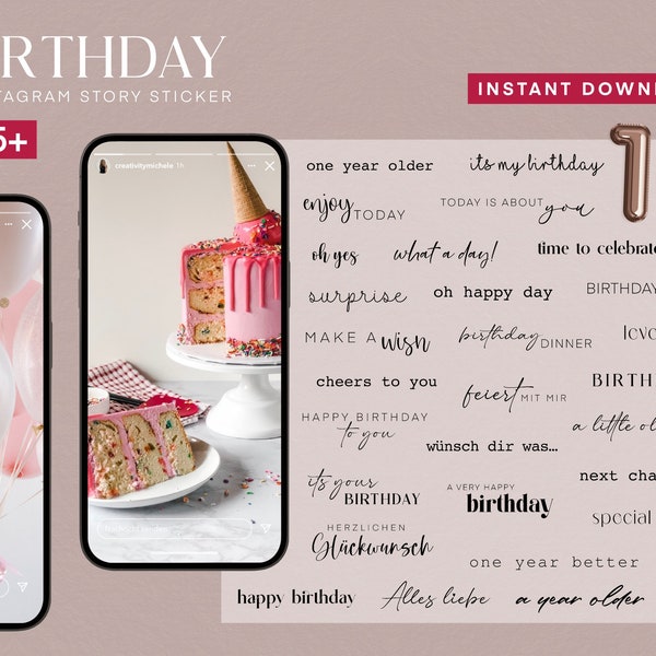 Instagram Birthday Stickers - Etsy