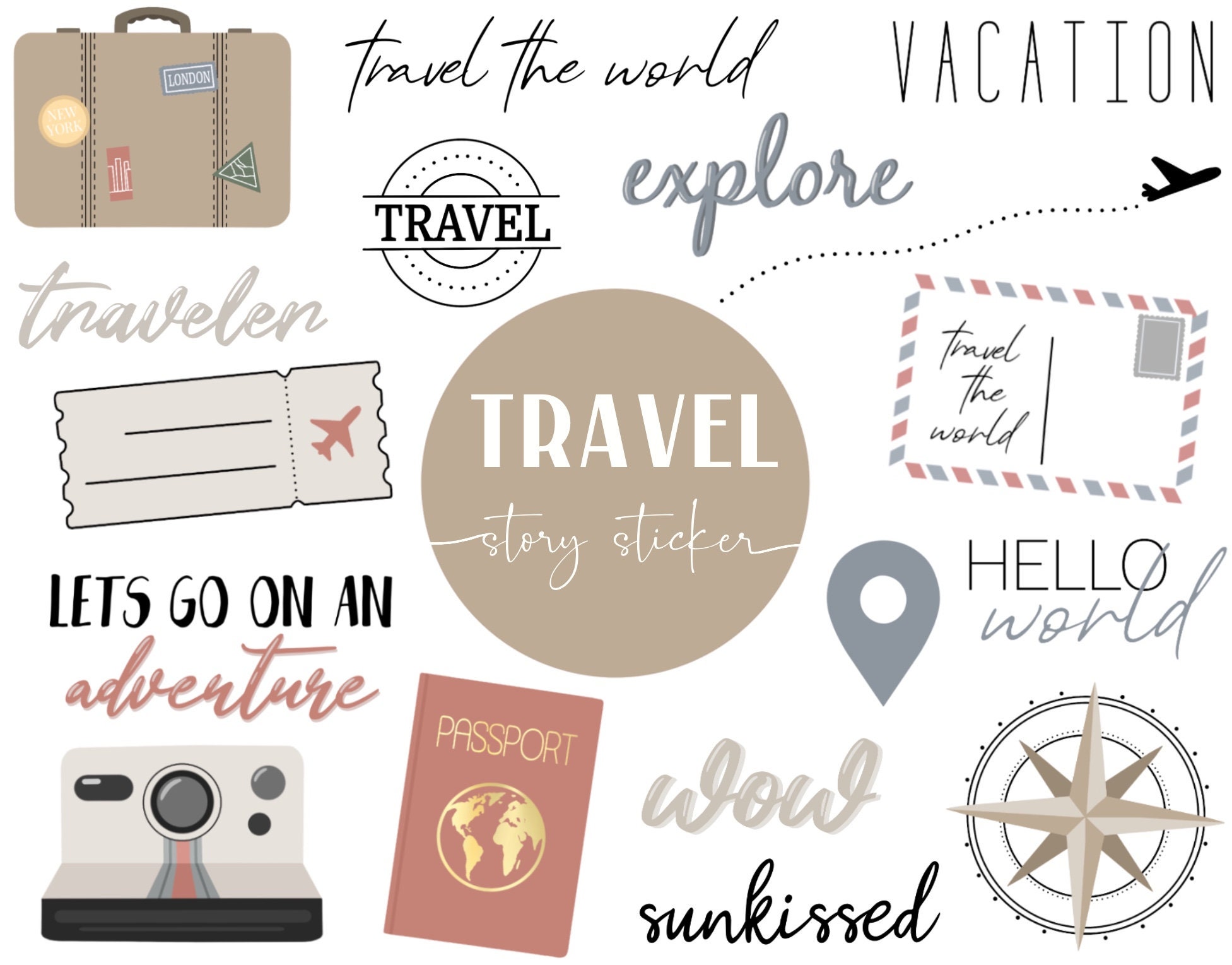 40 Instagram Story Sticker Travel Roadtrip | Etsy