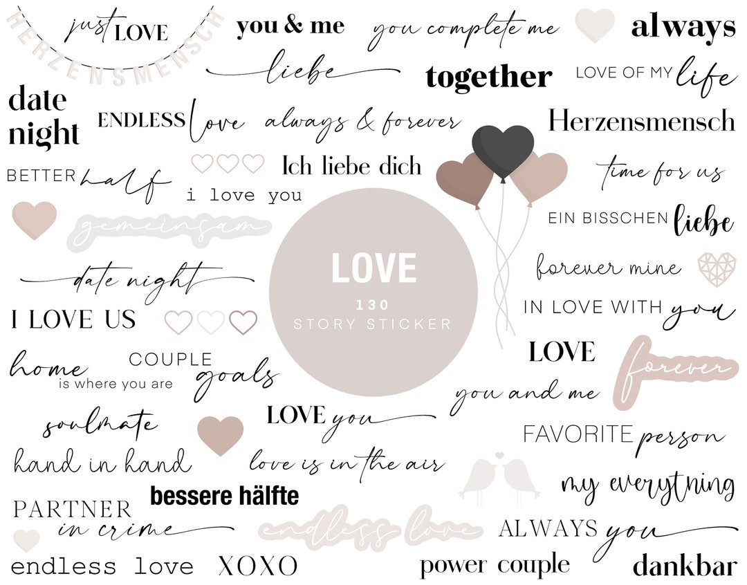 130 Instagram Story Stickers Love Couple Love PNG Digital Procreate - Etsy