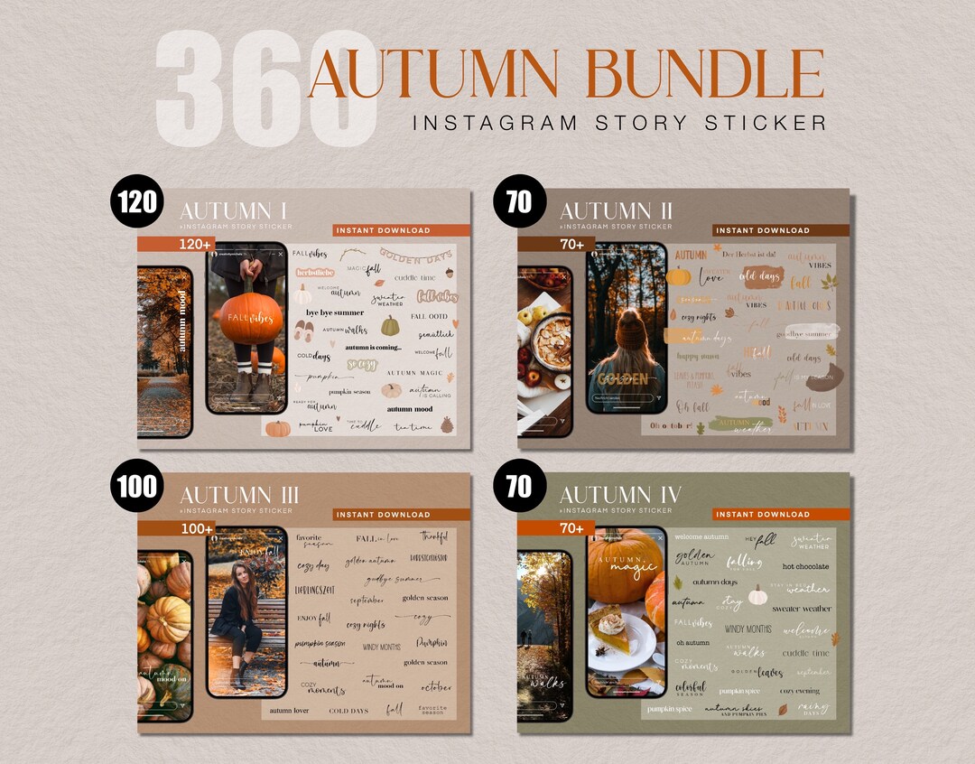360+ Bundle Instagram Story Stickers Autumn Fall Fall PNG Digital ...